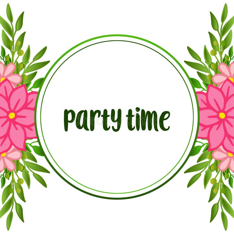 Party Time Card Lettering, with Ornate Pattern of Frame, for Elegant ...
