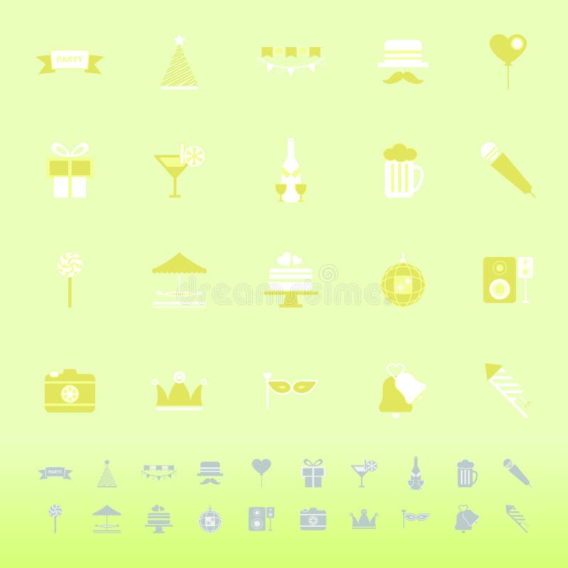Party Time Color Icons on Green Background Stock Vector - Illustration ...
