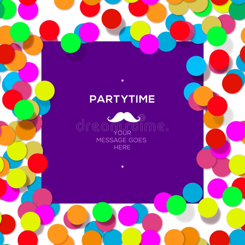 Party Time Design Template with Confetti. Stock Vector - Illustration ...