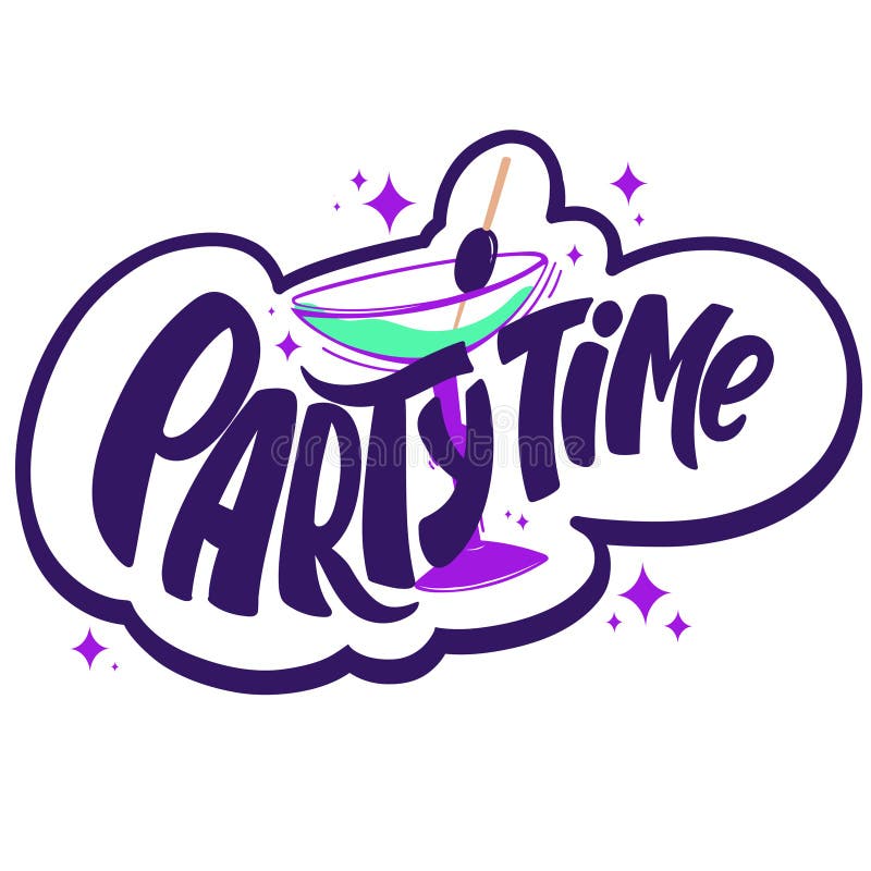 Hand Drawn Sticker Party Time Stock Vector - Illustration of margarita ...