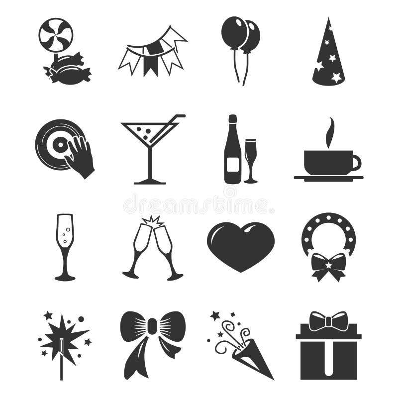 Party time icons set stock vector. Illustration of shompanskoe - 79812989