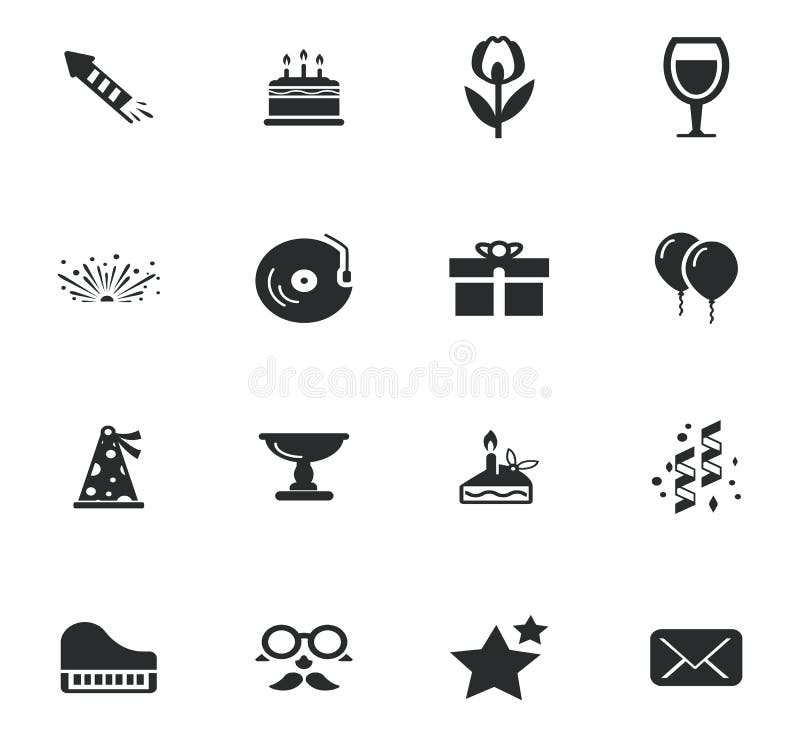 Party time icons set stock vector. Illustration of cake - 80818624