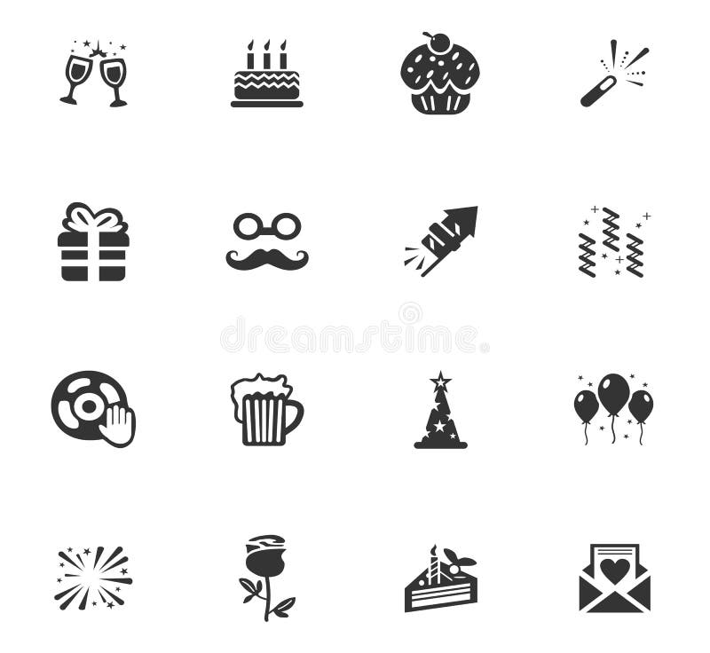 Party time icons set stock vector. Illustration of design - 98474275