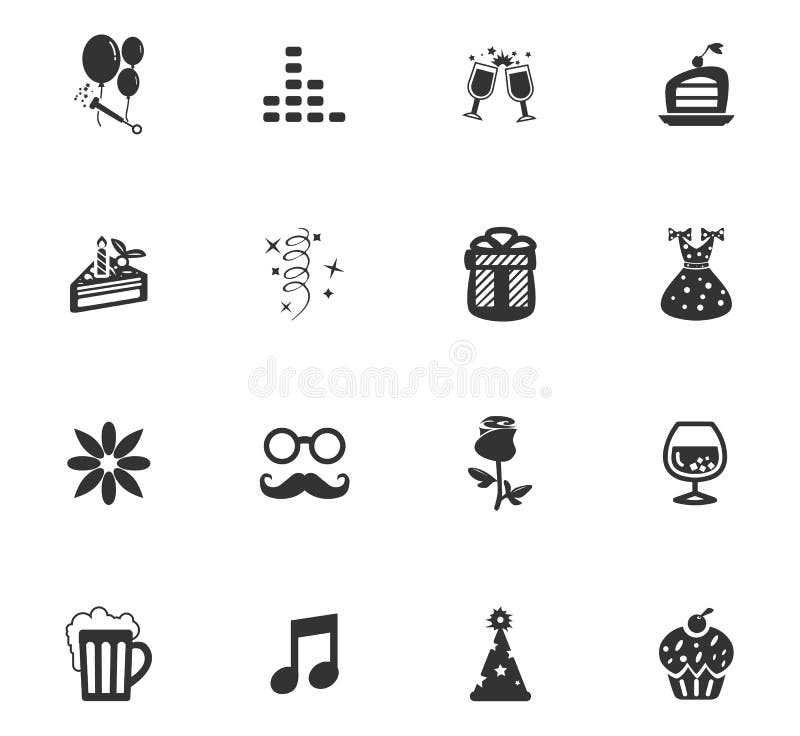 Party time icons set stock vector. Illustration of champagne - 110975858