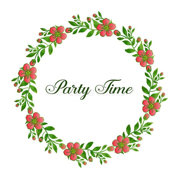 Party Time Invitation Card, with Ornate of Wreath Frame. Vector ...