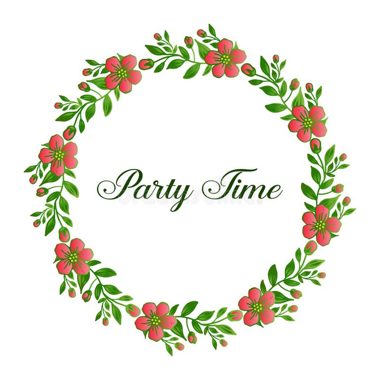 Party Time Invitation Card, with Ornate of Wreath Frame. Vector ...
