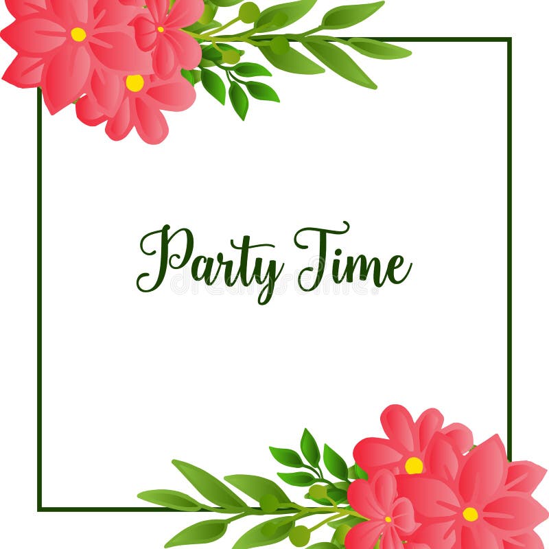 Party Time Lettering on a White Backdrop, with Pattern Art of Leaf ...