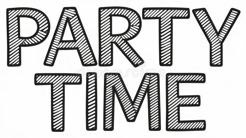 Party Time Message in Handwritten Style on White Background Stock ...