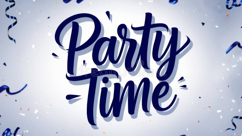 Party Time Message in Handwritten Style on White Background Stock ...