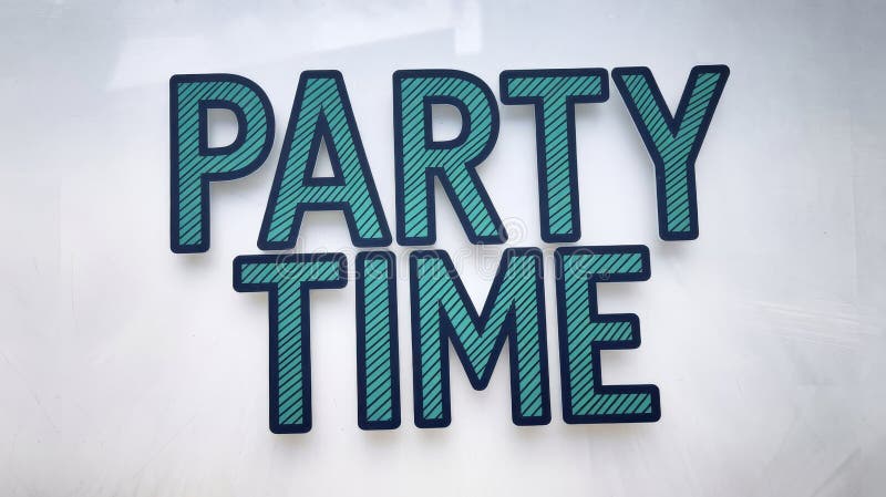 Party Time Message in Handwritten Style on White Background Stock ...