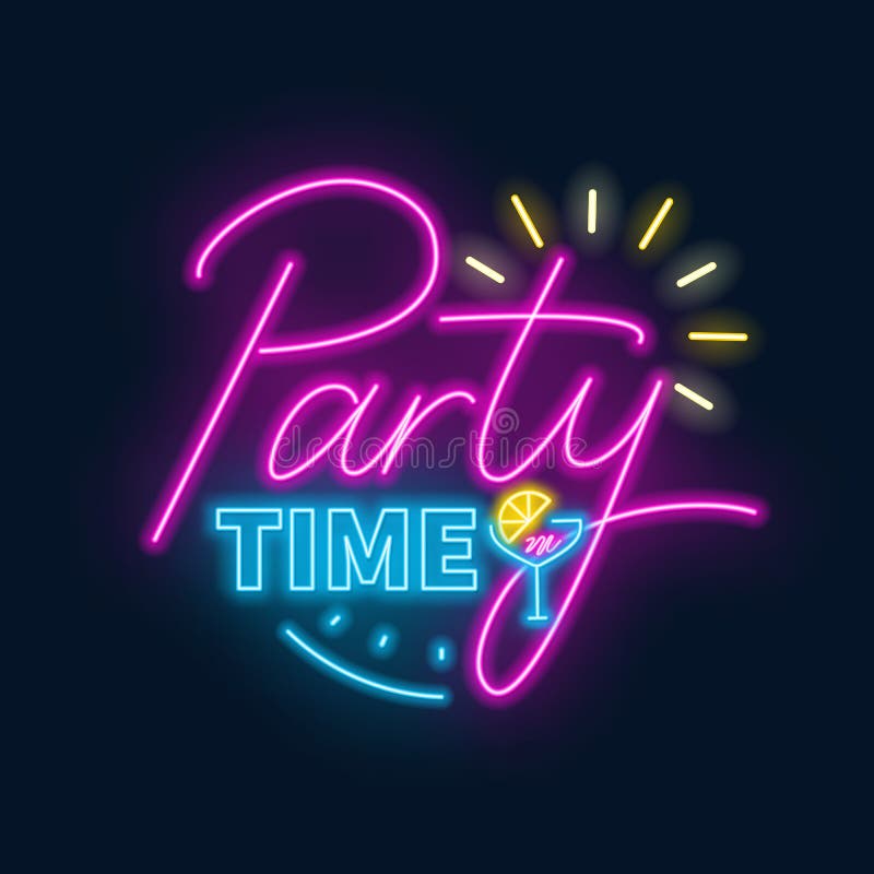 Party Time Sign Neon Stock Illustrations – 1,099 Party Time Sign Neon ...
