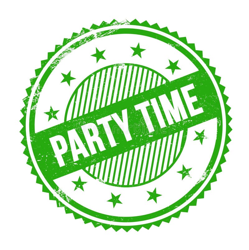 PARTY TIME Text Written on Green Grungy Round Stamp Stock Illustration ...