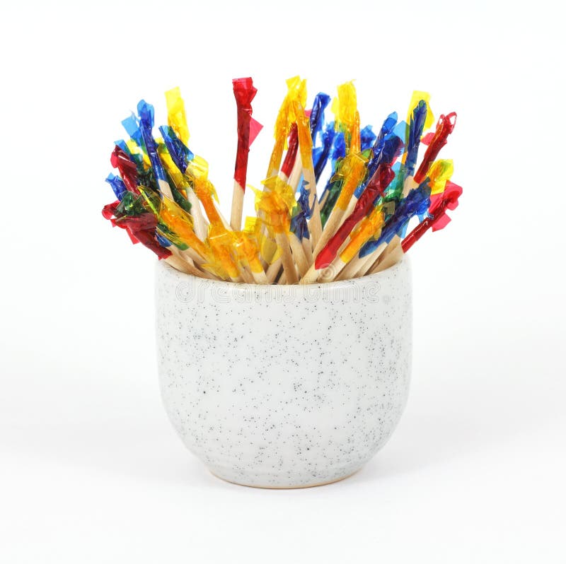 Party Toothpicks in Small Cup Stock Photo - Image of glass, plastic ...