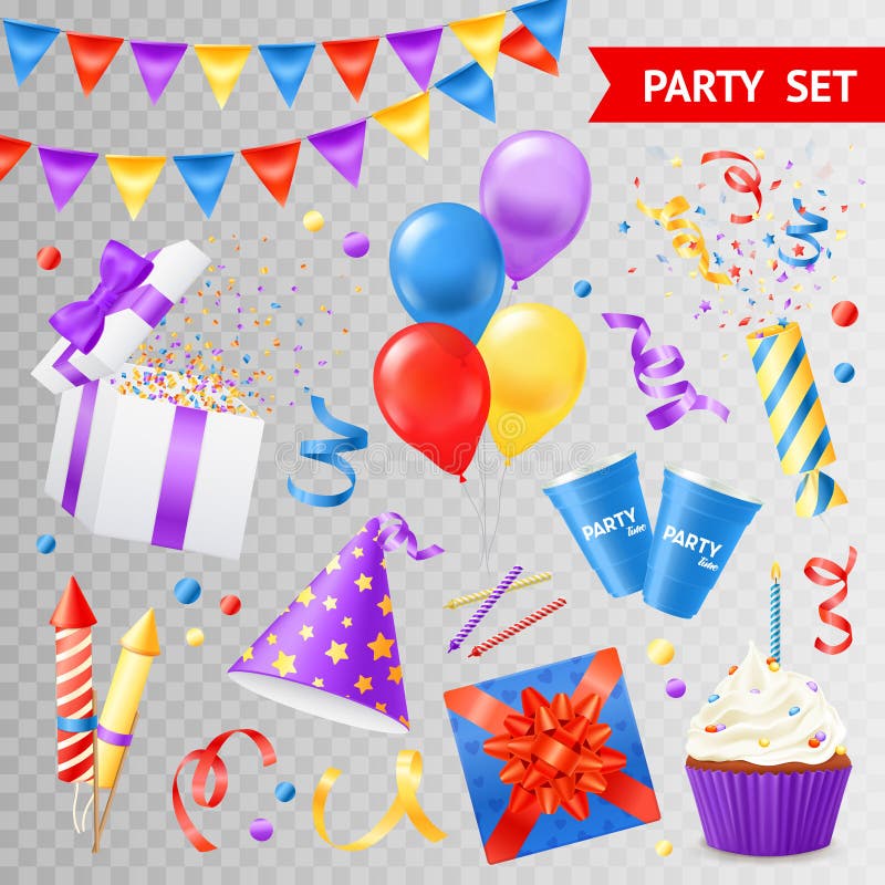 Party Transparent Set stock vector. Illustration of food - 210794869