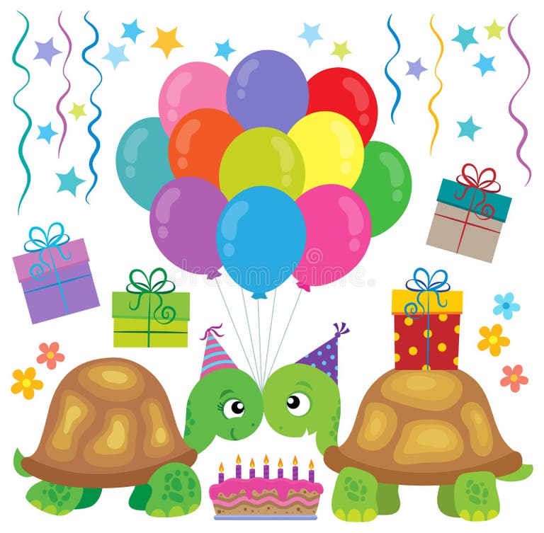 Party Turtles Theme Image 1 Stock Vector - Illustration of party ...
