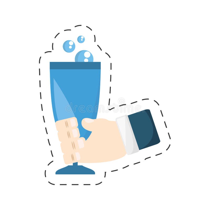 Party Wine in Hand with Bubbles Icon Image Stock Illustration ...