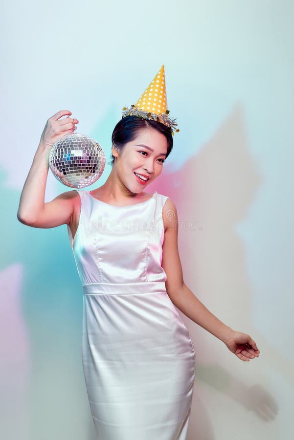 Party Woman with Disco Ball Stock Photo - Image of lifestyle, charming ...