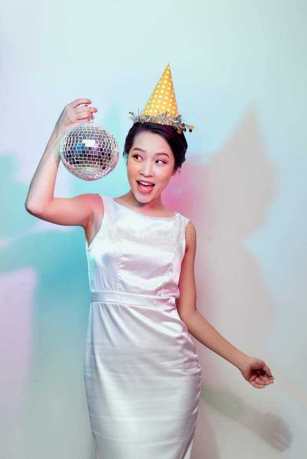 Party Woman with Disco Ball Stock Image - Image of sensuality ...