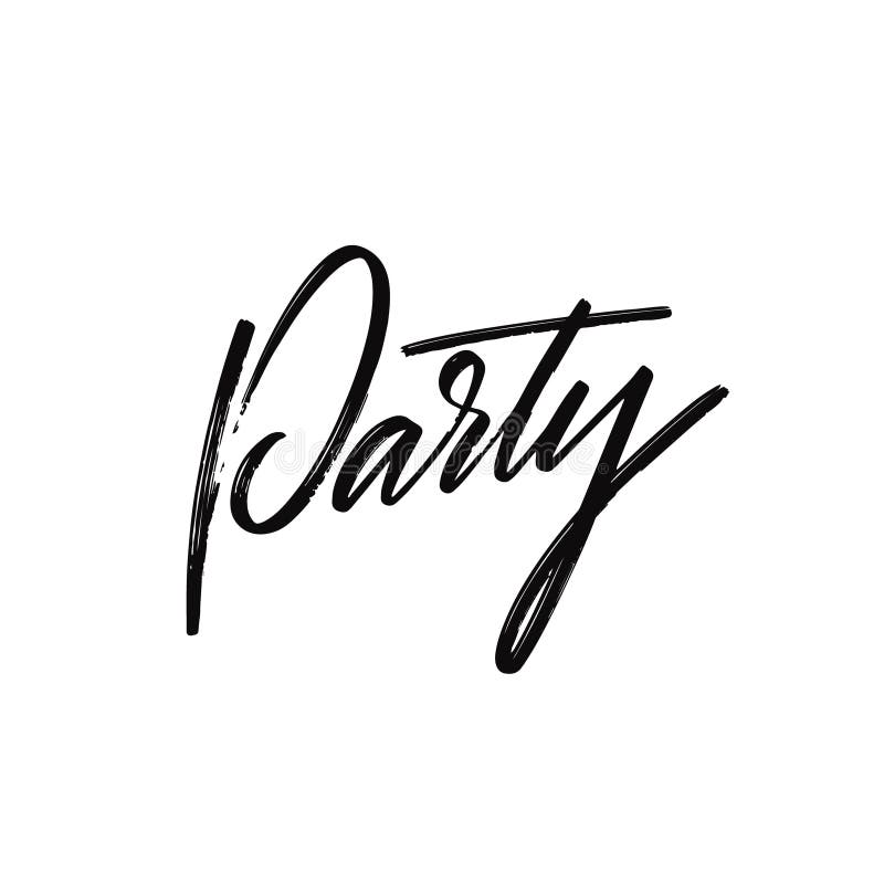 Party Word Handwritten Black Color Style Vector Art. Stock Vector ...