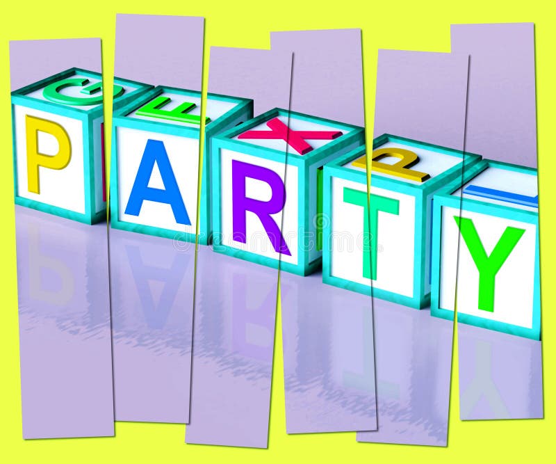 Party Word Mean Function Celebrating or Drinks Stock Illustration ...