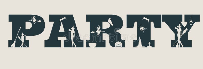 Party Word and Silhouettes on Them Stock Vector - Illustration of lady ...