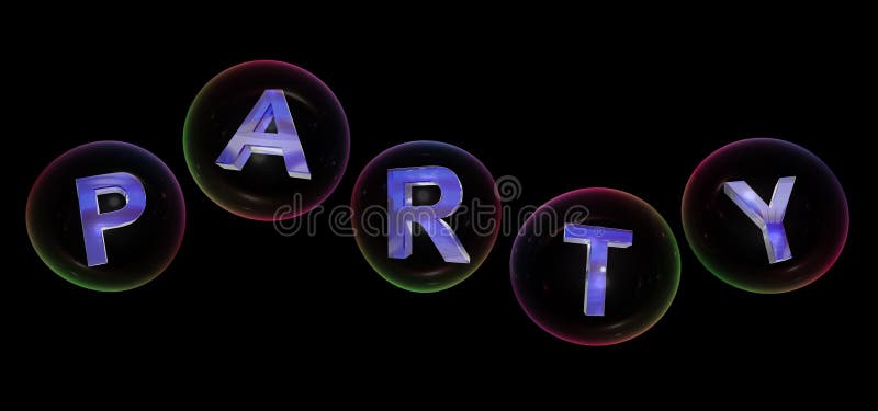 Party Word Text with Handwritten Rainbow Vibrant Colors and Confetti ...