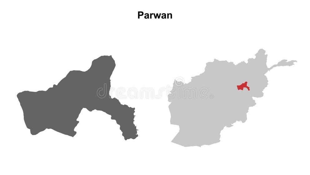 Parwan outline map stock vector. Illustration of vector - 378836645
