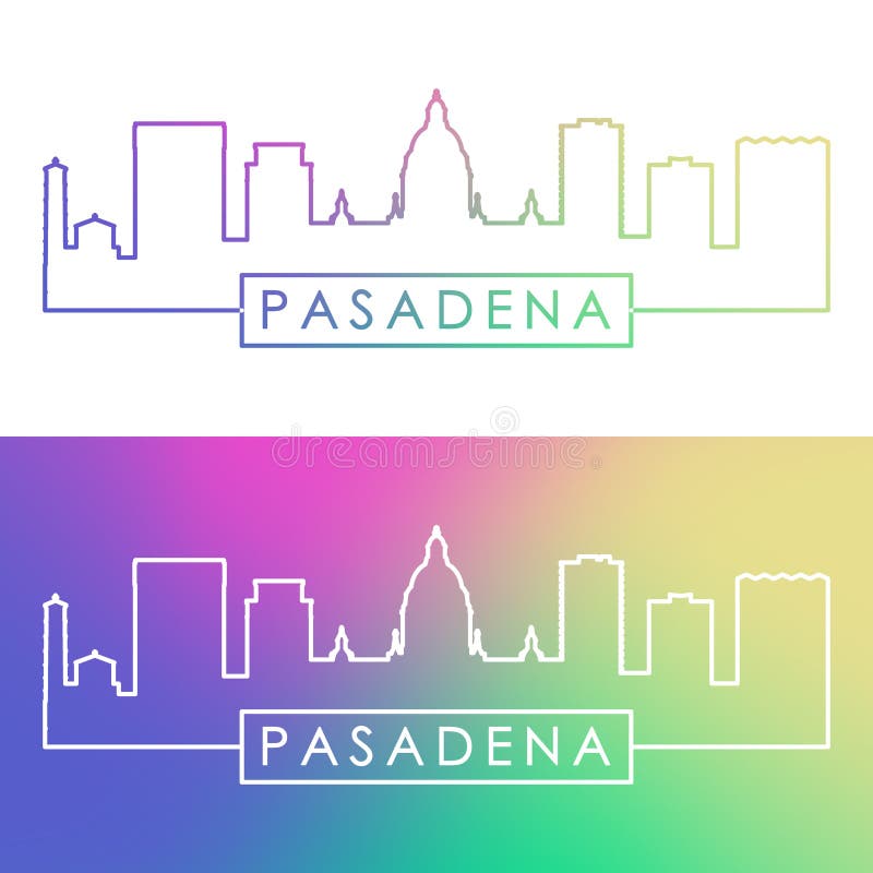 Pasadena Skyline, Monochrome Silhouette. Stock Vector - Illustration of ...