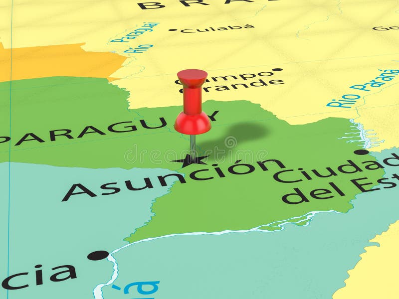 Mapa Del Destino, Asuncion Paraguay Stock de ilustración - Ilustración ...
