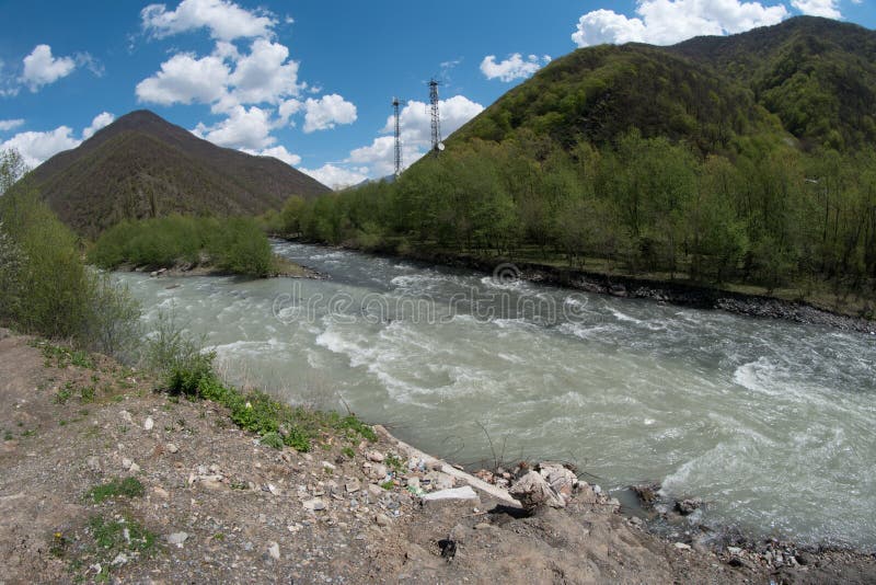 Pasanauri, Confluence of Rivers - White and Black Aragvi. Stock Photo ...