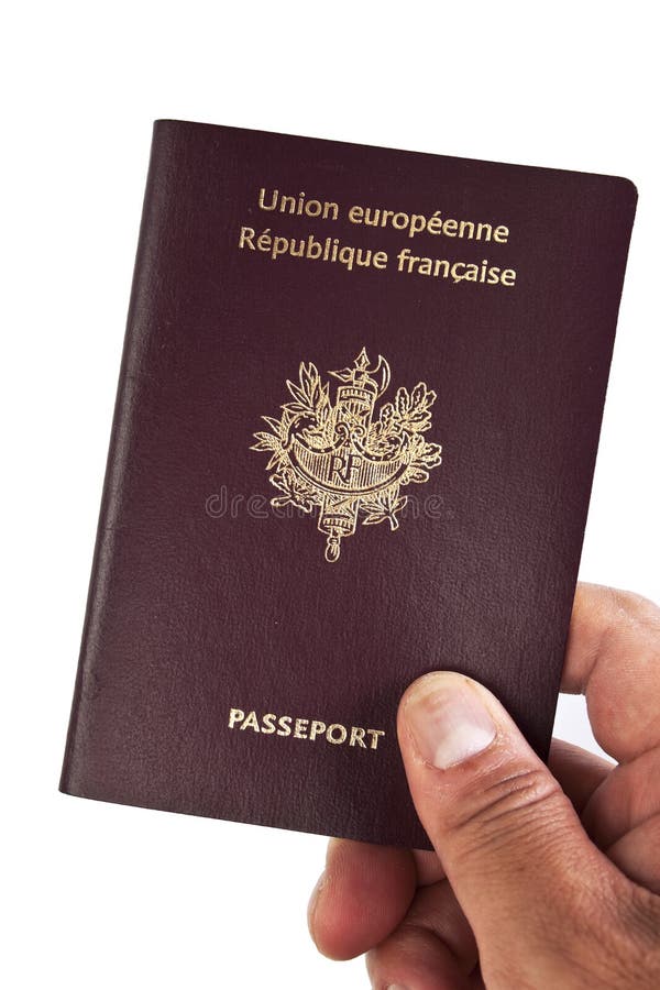 Pasaporte Francés Europeo Con La Mano Foto de archivo - Imagen de ...