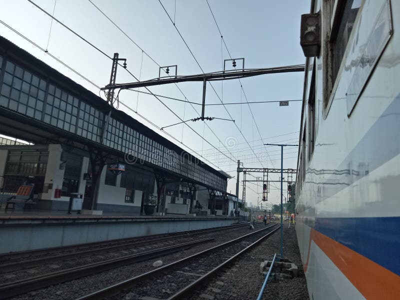 Pasar Senen train station stock image. Image of locomotive - 266174195