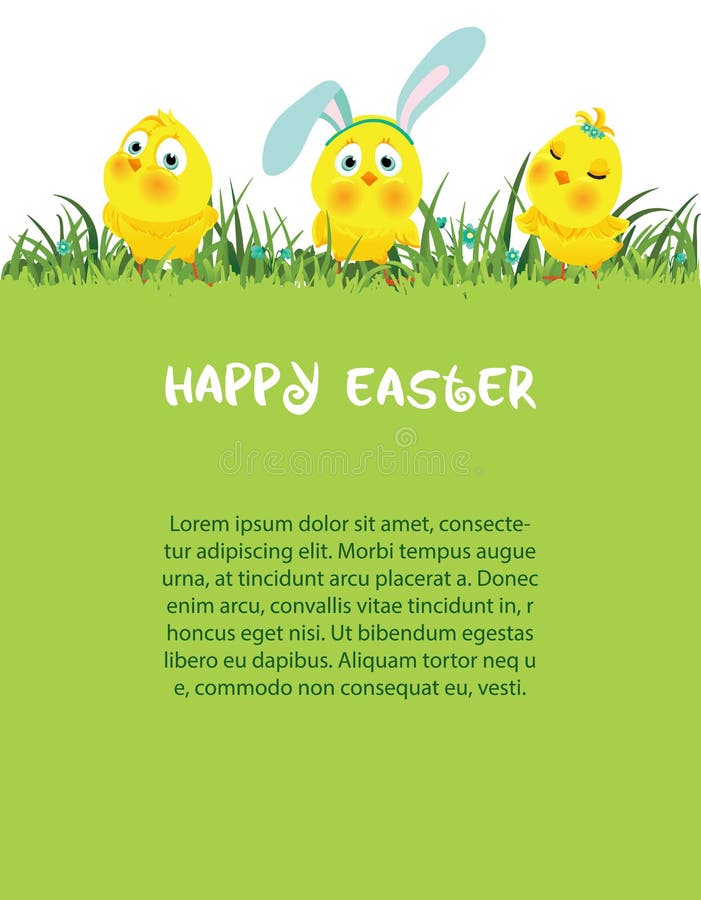 Pasen-grens, Achtergrond Met Grappige Leuke Kippen Vector Illustratie ...