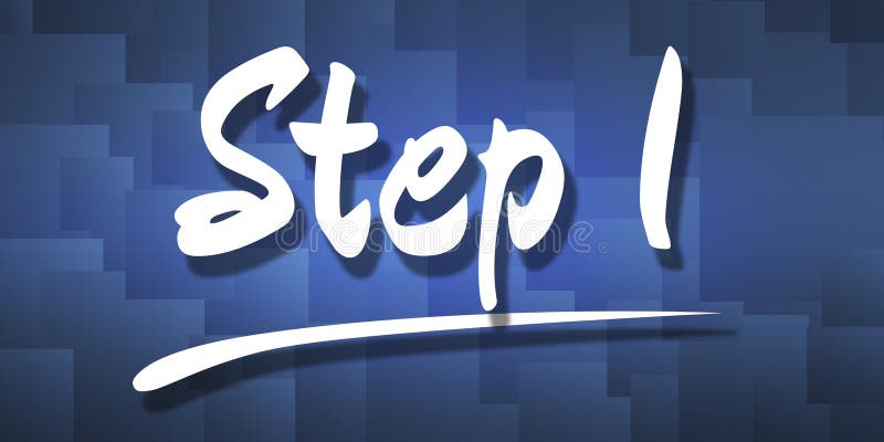 Paso 1 Palabra Con Fondo Azul Stock de ilustración - Ilustración de ...