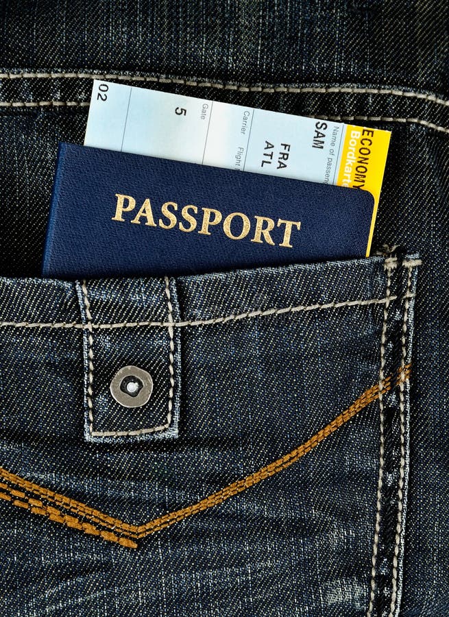 Pasport with Boarding Pass in Jeans Stock Image - Image of document ...