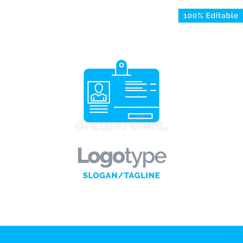 Pass, Card, Identity, Id Blue Solid Logo Template. Place for Tagline ...