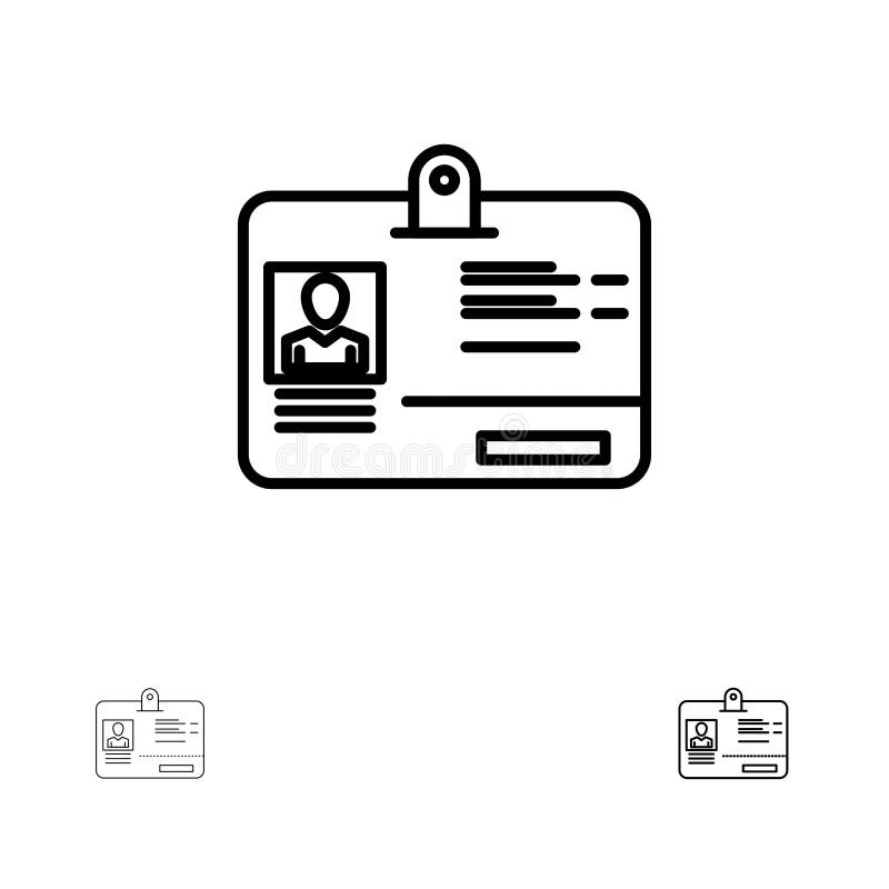 Pass, Card, Identity, Id Bold and Thin Black Line Icon Set Stock Vector ...