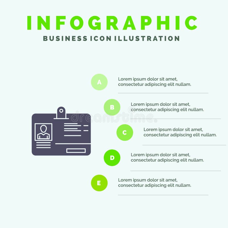 Pass, Card, Identity, Id Solid Icon Infographics 5 Steps Presentation ...
