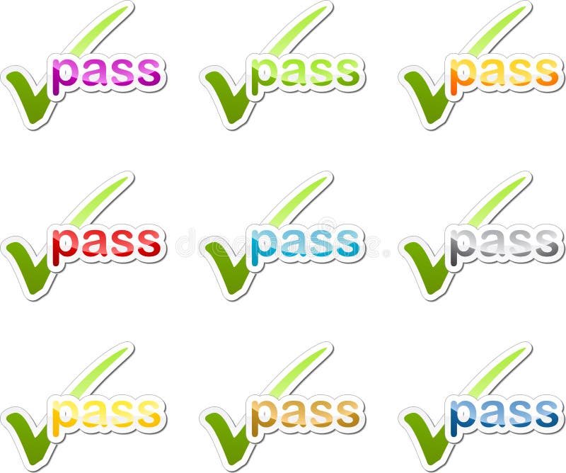 Pass Checkmark Motivation Sticker Stock Illustration - Illustration of ...
