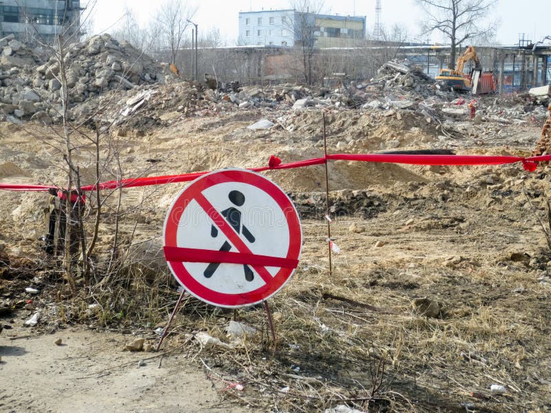 The Pass Sign is Prohibited on the Construction Site. Stock Image ...
