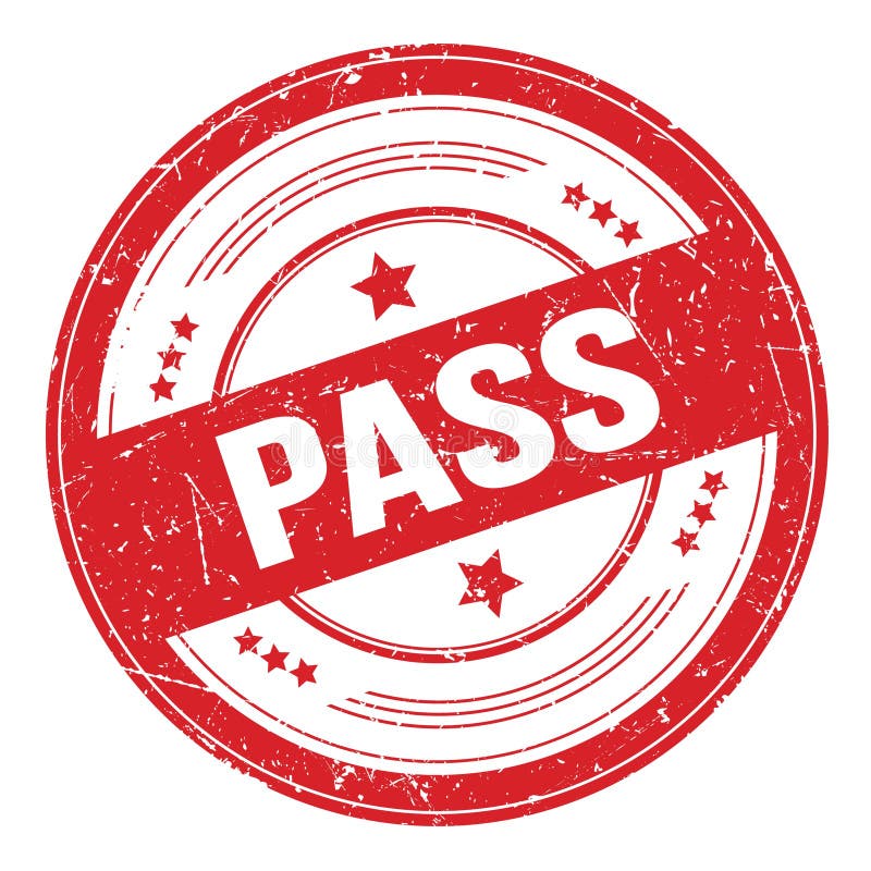 PASS Text on Red Round Grungy Stamp Stock Illustration - Illustration ...