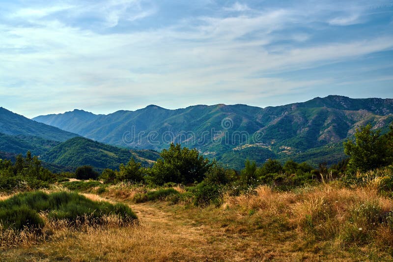 Pass and Valley in the Mountains of the Massif Central Stock Image ...