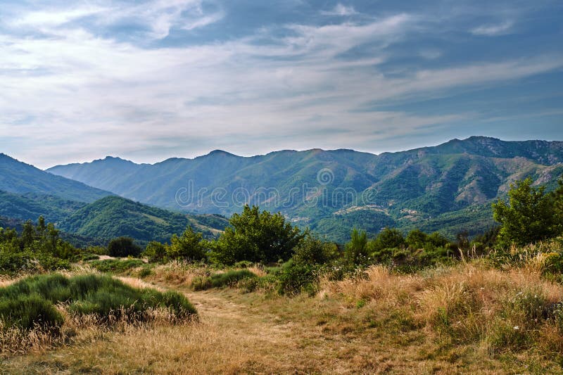 Pass and Valley in the Mountains Stock Image - Image of central, ridge ...