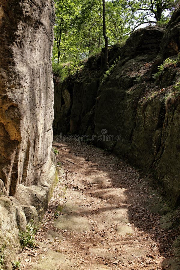 Pass Way Cut into Sand Rock Stock Photo - Image of stone, mountain ...