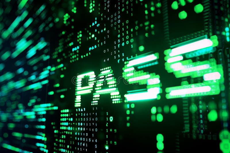 PASS, Word on the Digital Neon Green Display. Stock Photo - Image of ...