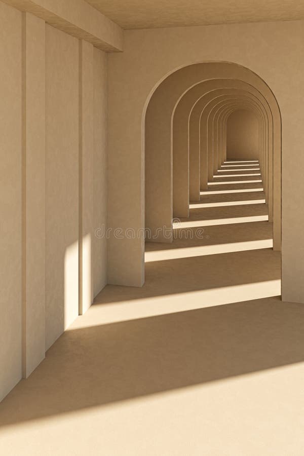 Passage with Arched Portals in Perspective. Stock Illustration ...