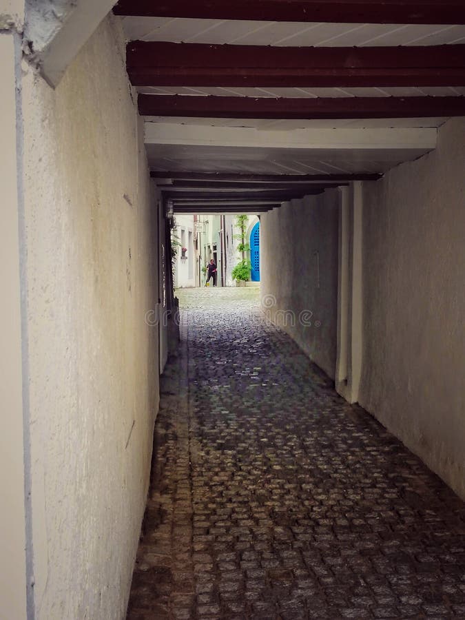 Passage between buildings stock image. Image of stone - 198312687