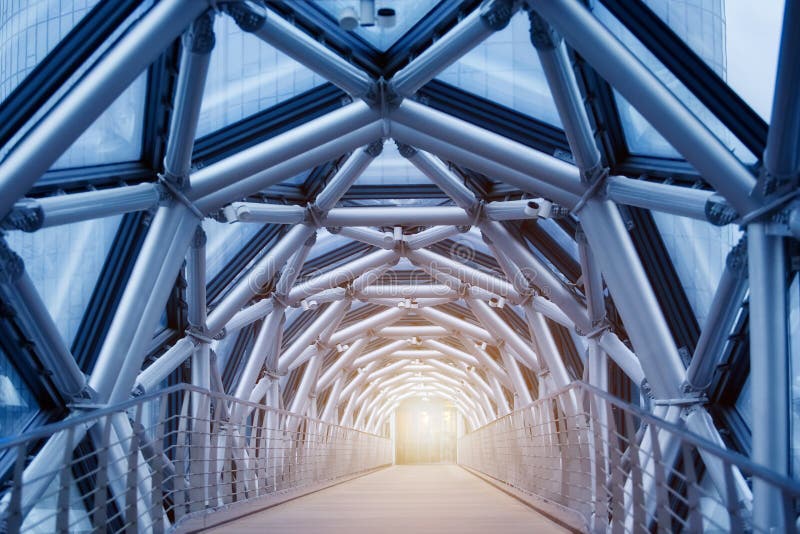 The Transition between the Two Buildings of Metal Pipes Stock Photo ...
