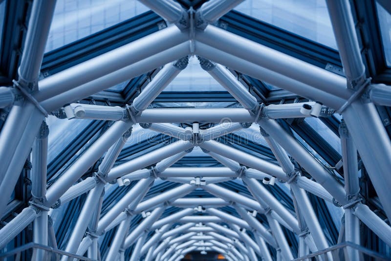 The Transition between the Two Buildings of Metal Pipes Stock Photo ...