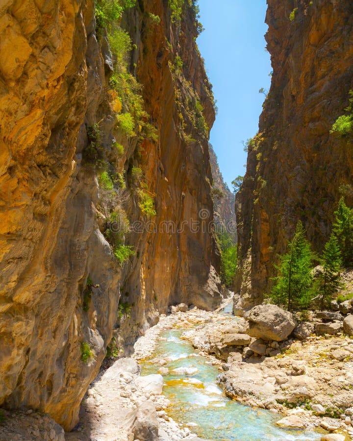 Passage of Famous Samaria Gorge, Crete, Greece Stock Photo - Image of ...